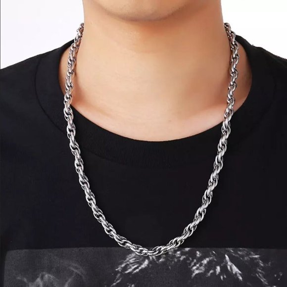 Accessories | 24 Mens 18k White Gold Twisted Rope Chain Necklace 24 ...